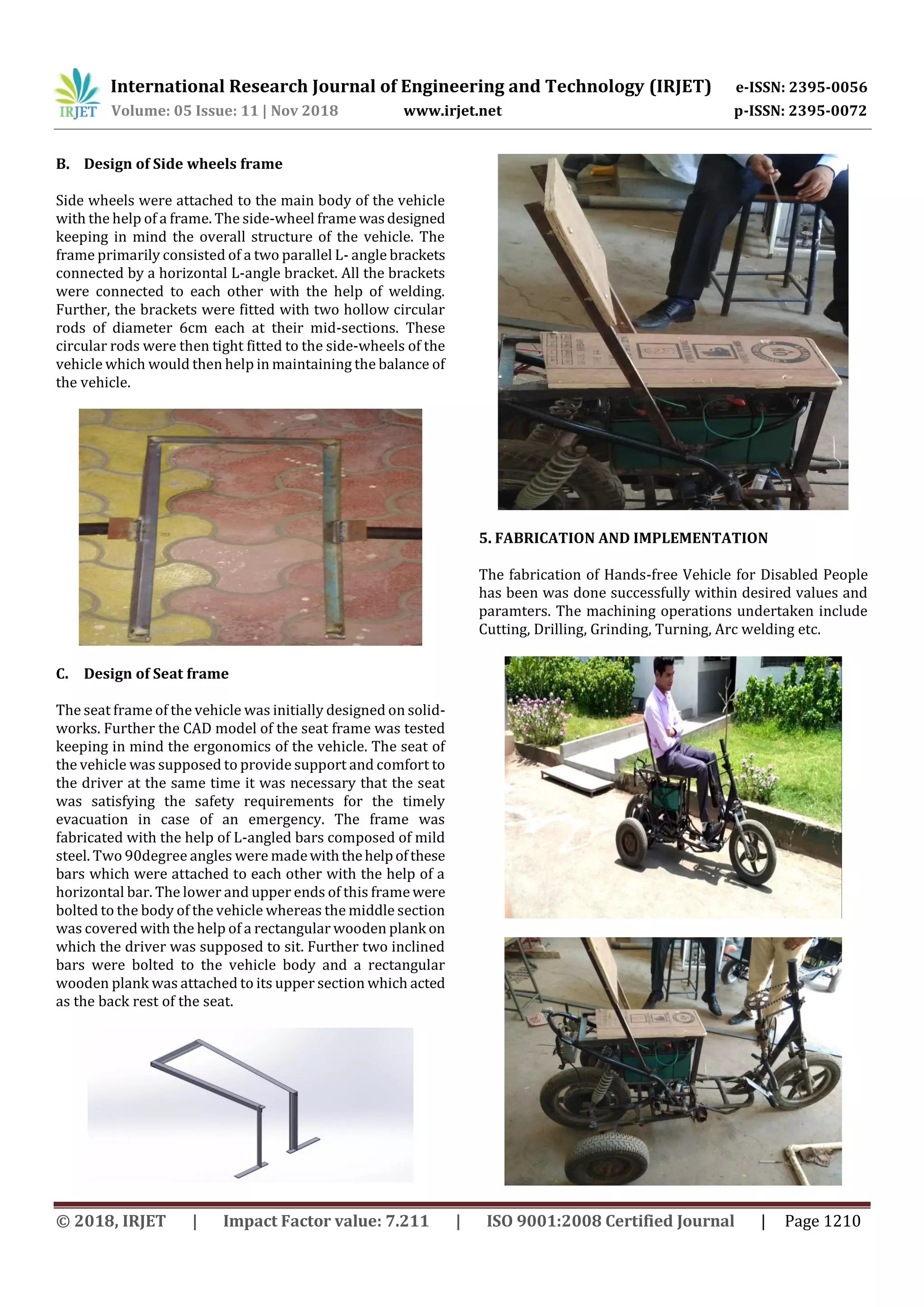 IRJET- Hands-Free Electric Vehicle for Disabled People | PDF