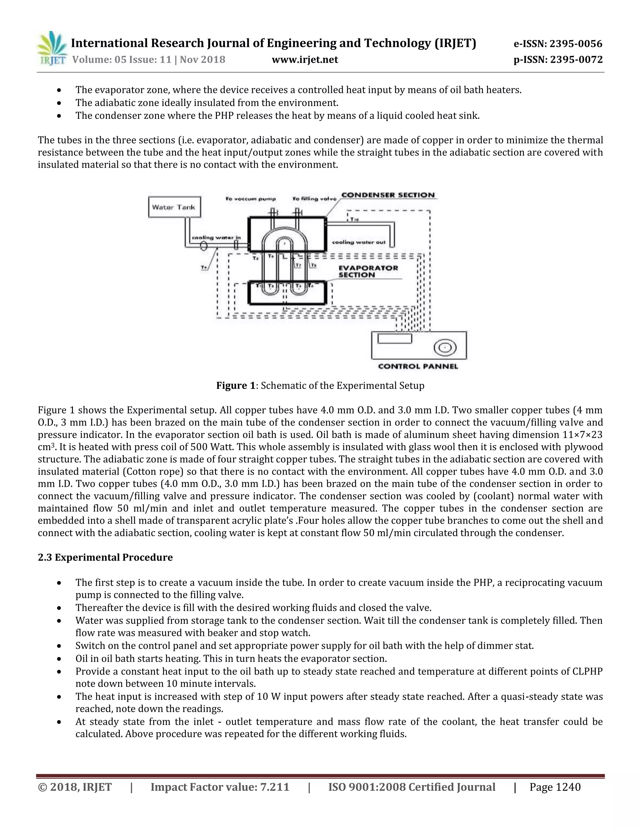 IRJET- Experimental Analysis on Performance of Closed Loop Pulsating Heat Pipe using Nanofluid | PDF
