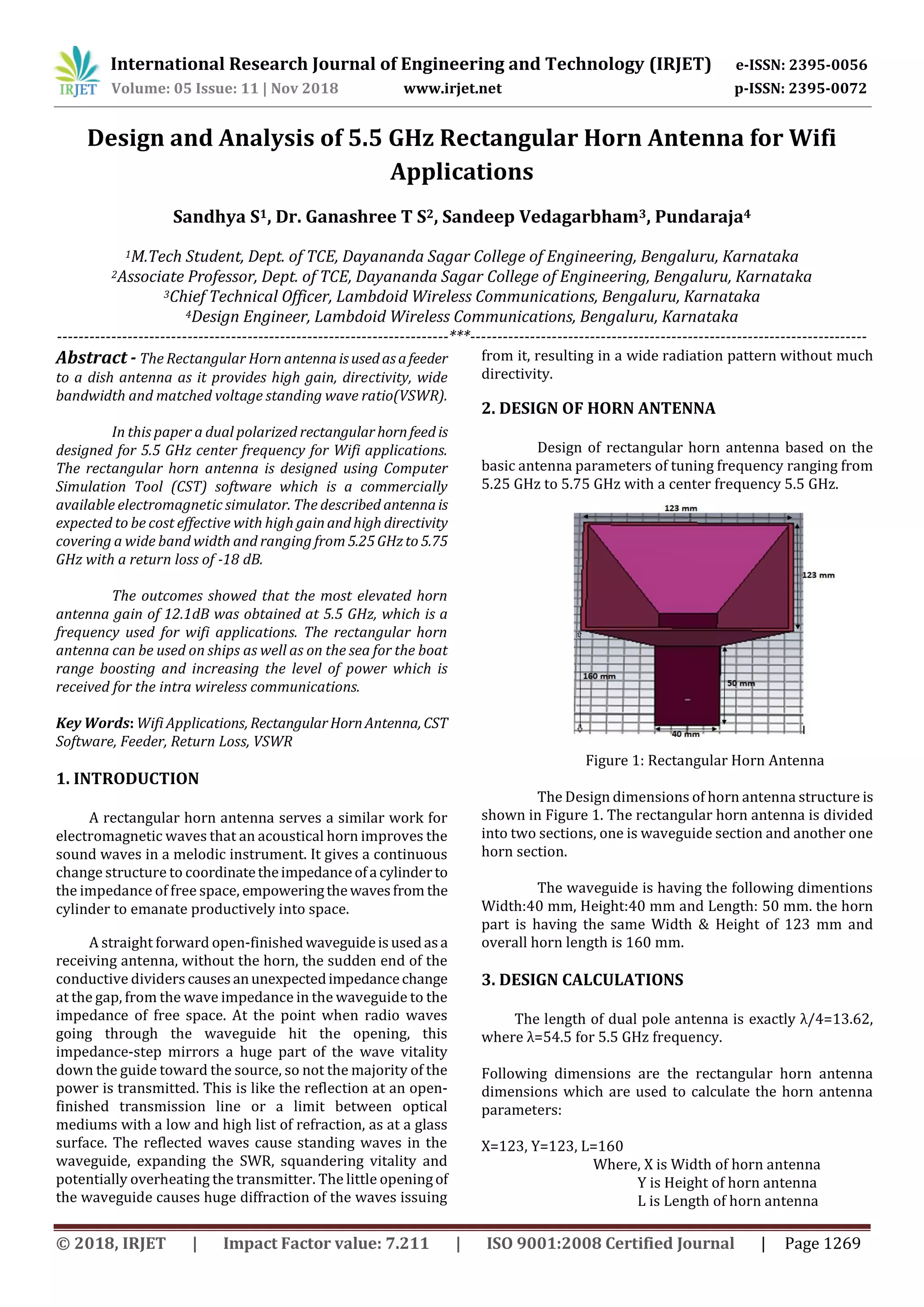 IRJET- Design and Analysis of 5.5 GHz Rectangular Horn Antenna for Wifi ...