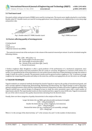IRJET- Optimization of Process Parameters on Inconel 718 using Taguchi’s Technique | PDF