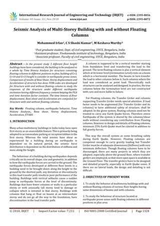 IRJET- Seismic Analysis of Multi-Storey Building with and without Floating Columns | PDF | Civil ...