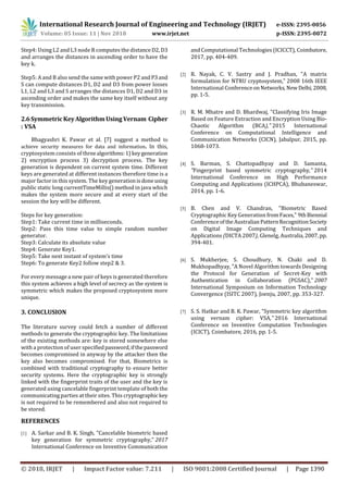IRJET- Cancelable Biometric based Key Generation for Symmetric Cryptography: Survey | PDF