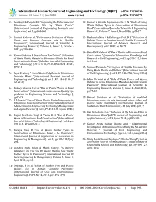 IRJET-Review Paper on Use of Waste Plastic, Waste Rubber and Fly Ash in ...