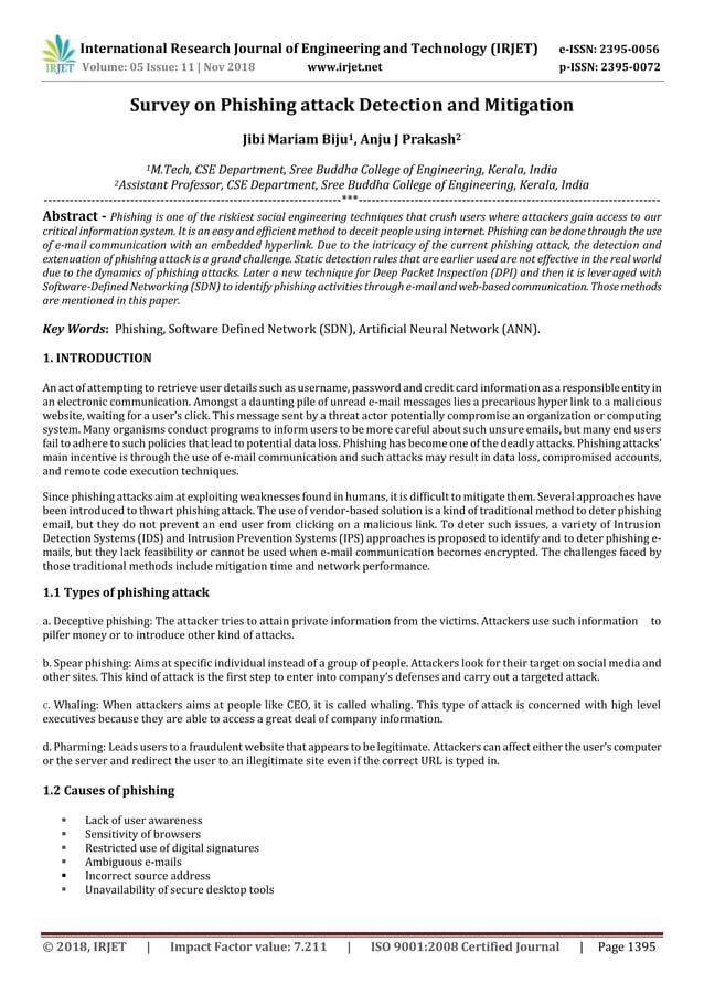 IRJET- Survey on Phishing Attack Detection and Mitigation | PDF