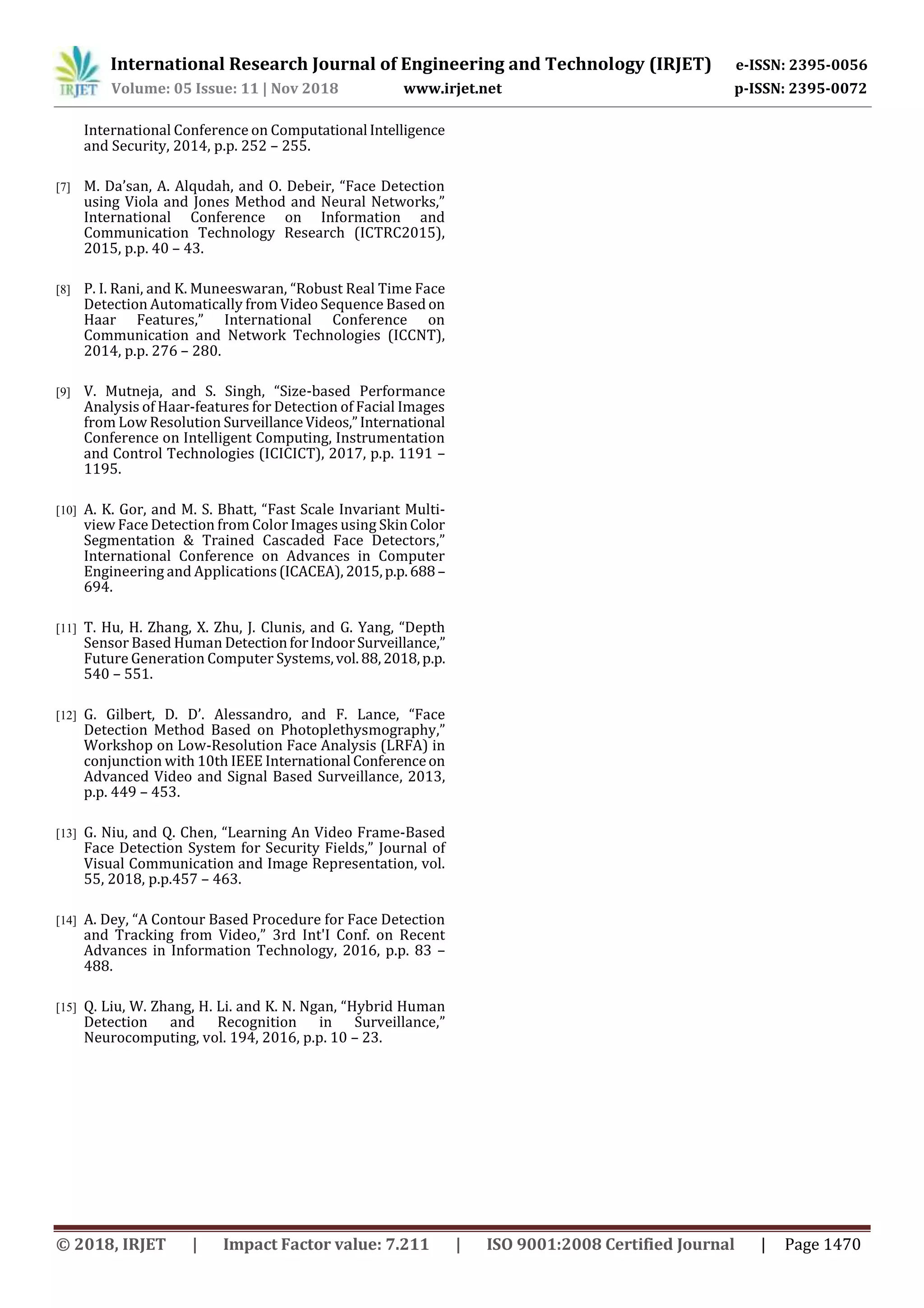Irjet Survey On Face Detection Methods Pdf