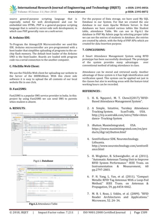IRJET- A Survey on: Smart Attendance Management System using RFID | PDF