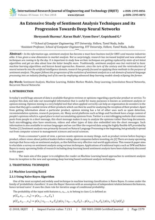 IRJET- An Extensive Study of Sentiment Analysis Techniques and its Progression Towards Deep ...