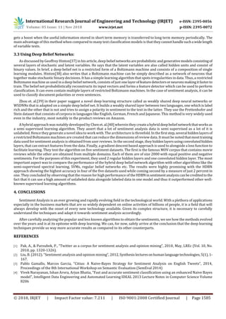 IRJET- An Extensive Study of Sentiment Analysis Techniques and its Progression Towards Deep ...