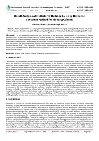 IRJET- Result Analysis of Multistorey Building by using Response Spectrum Method for Floating ...
