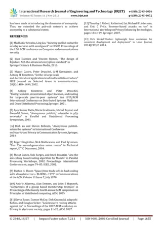 IRJET- Design of Anonymous Publish-Subscribe Messaging System in a P2P ...