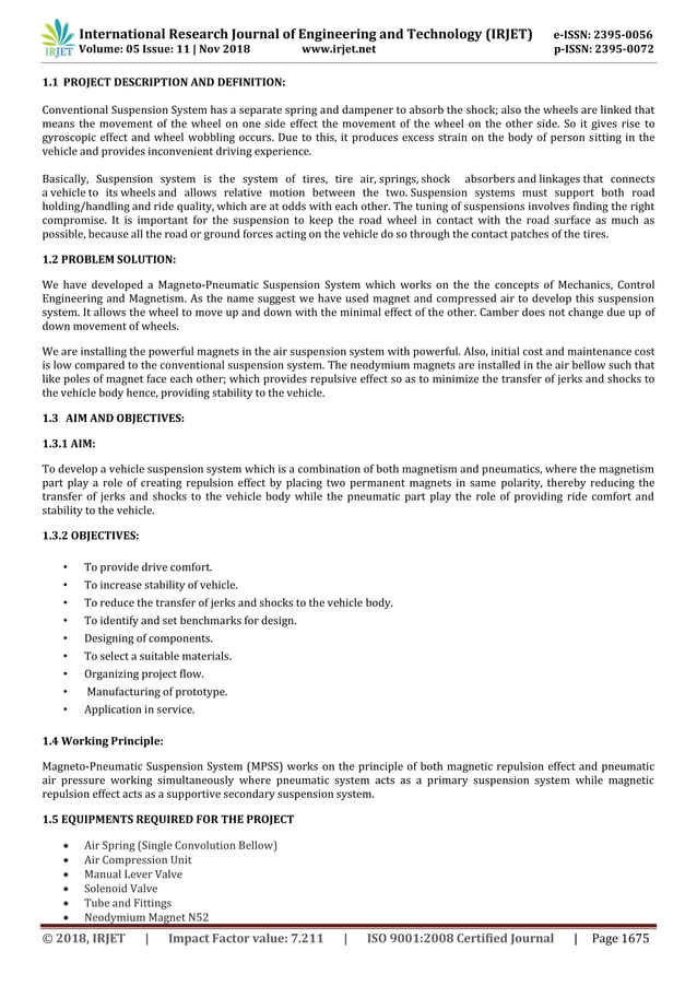 IRJET- Magneto-Pneumatic Suspension System | PDF