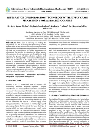 IRJET- Integration of Information Technology With Supply Chain ...