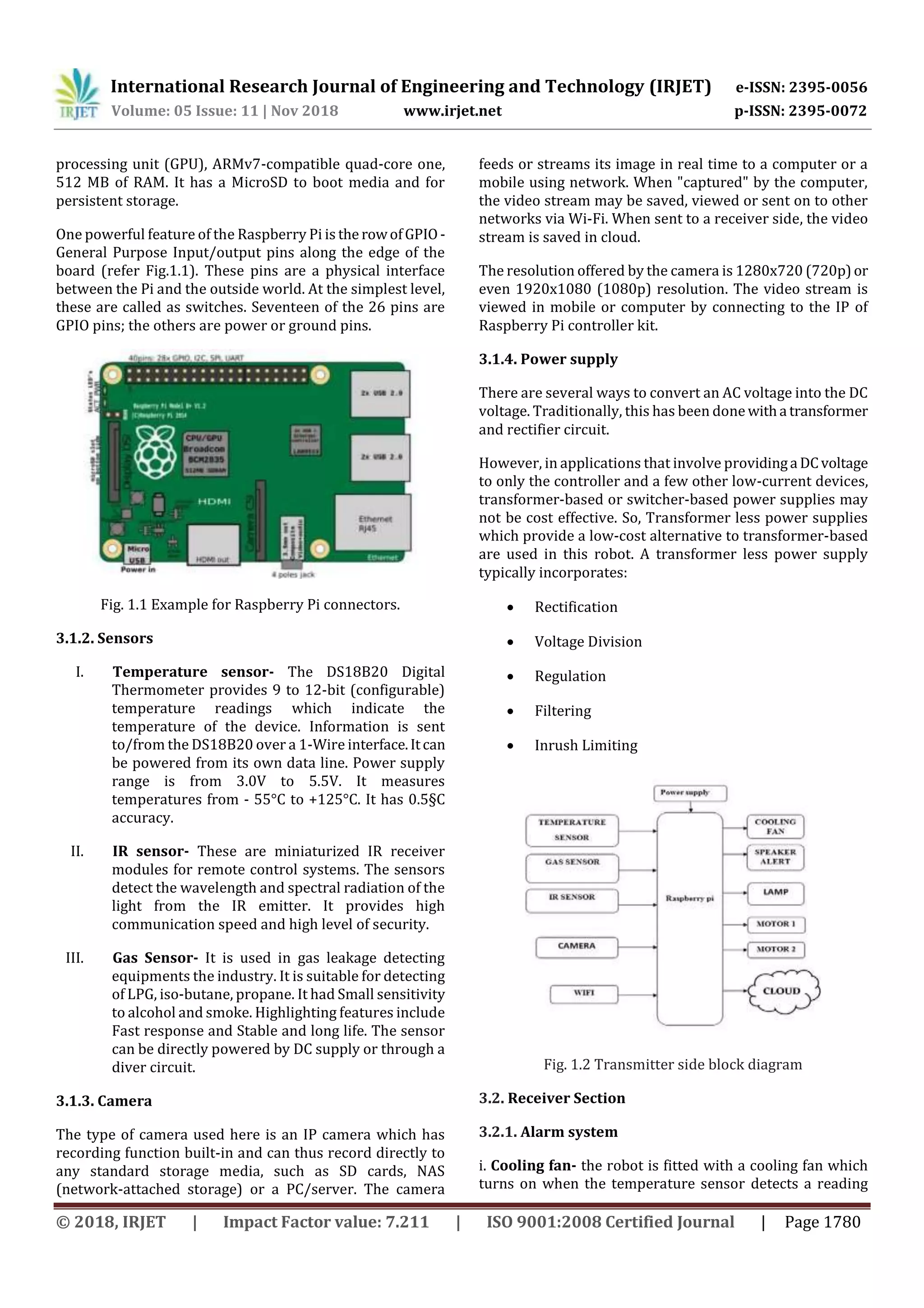 IRJET- Implementation of Cloud Robotics using Raspberry PI to Monitor Production in Industry ...