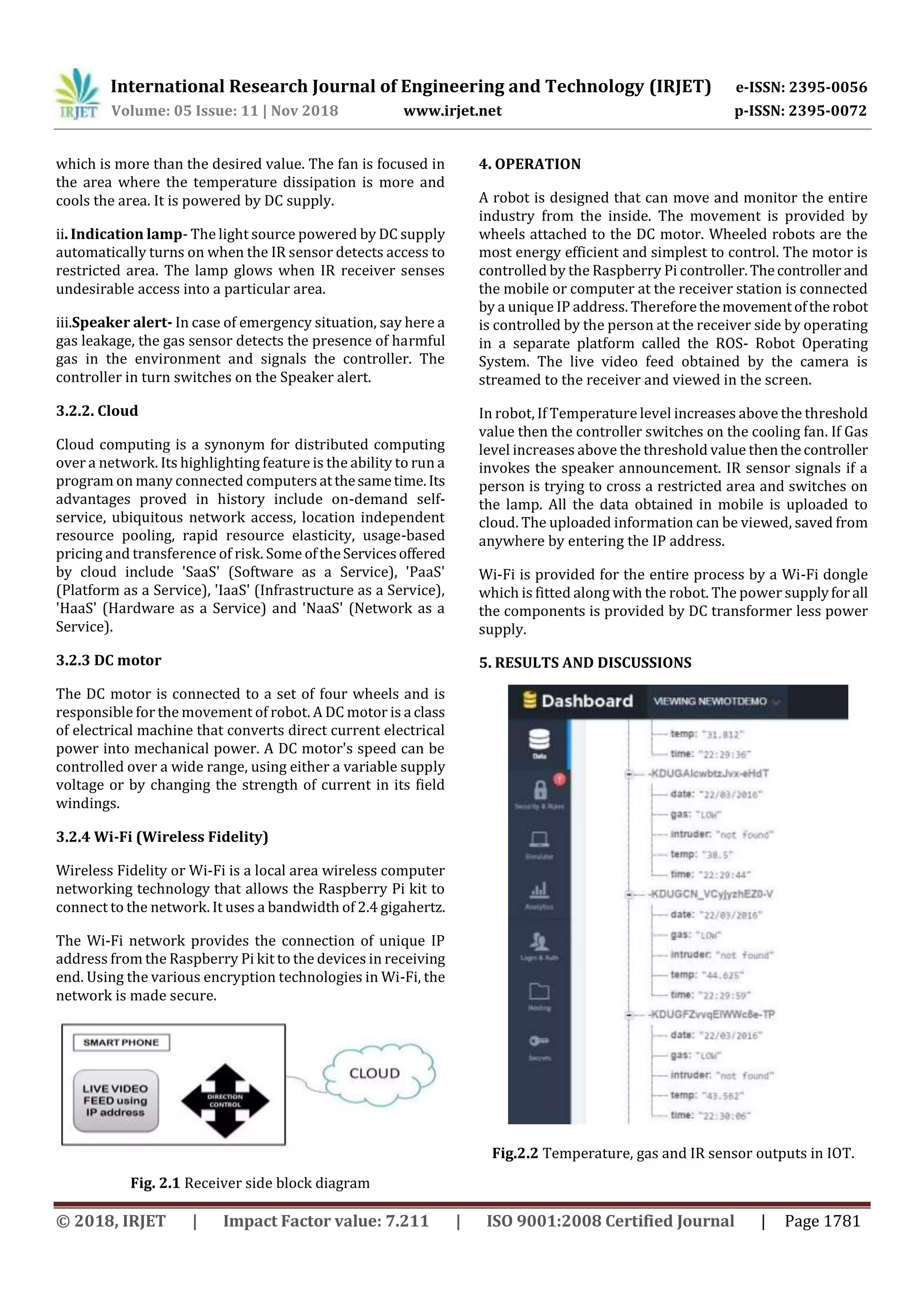 IRJET- Implementation of Cloud Robotics using Raspberry PI to Monitor Production in Industry ...