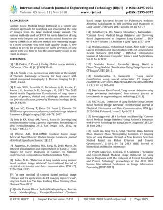 IRJET- Content based Medical Image Retrieval for Diagnosing Lung Diseases using CT Imaging Sign ...