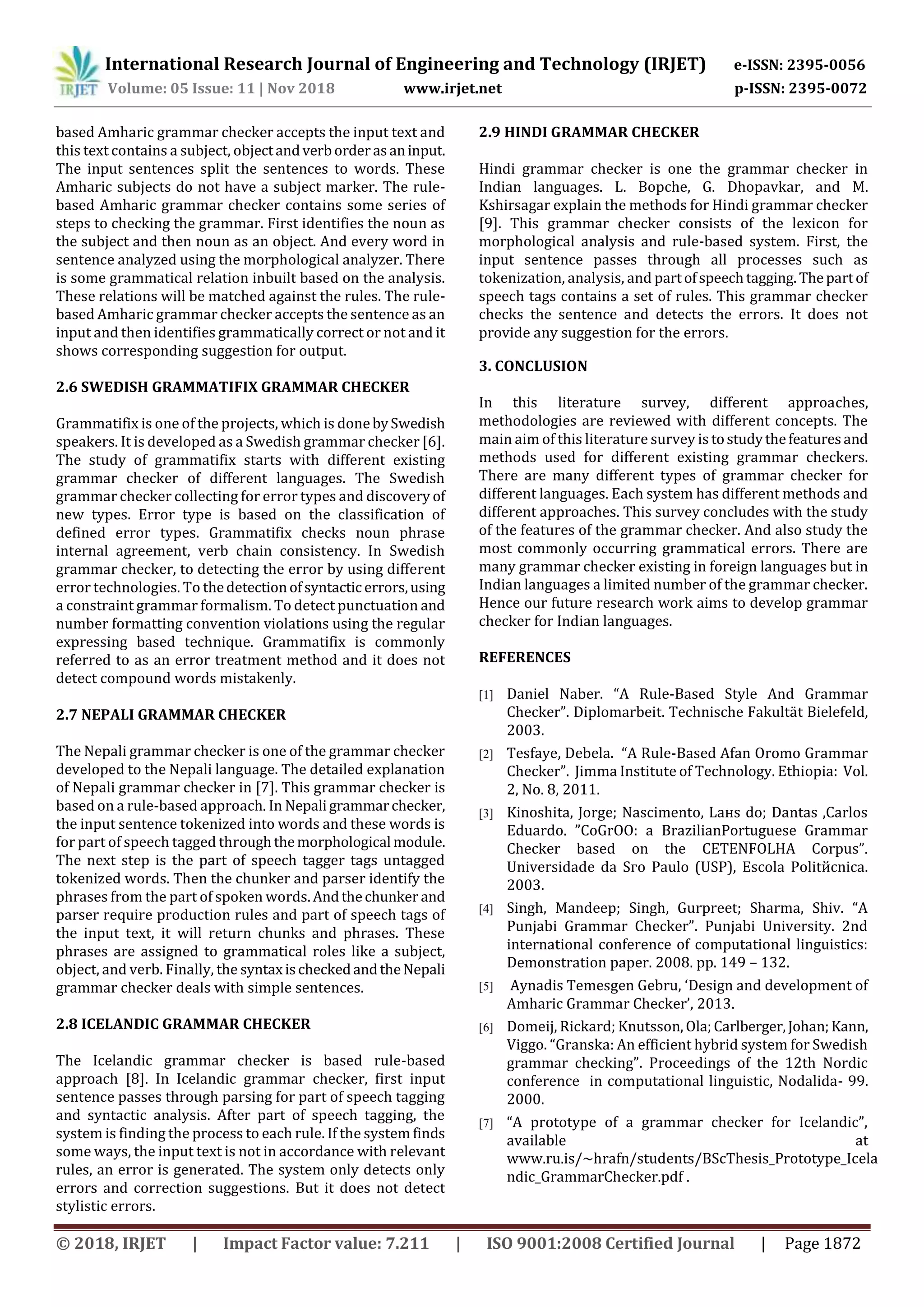 IRJET- Survey on Grammar Checking and Correction using Deep Learning for Indian Languages | PDF ...