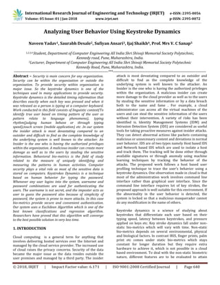 IRJET-Analyzing user Behavior using Keystroke Dynamics | PDF