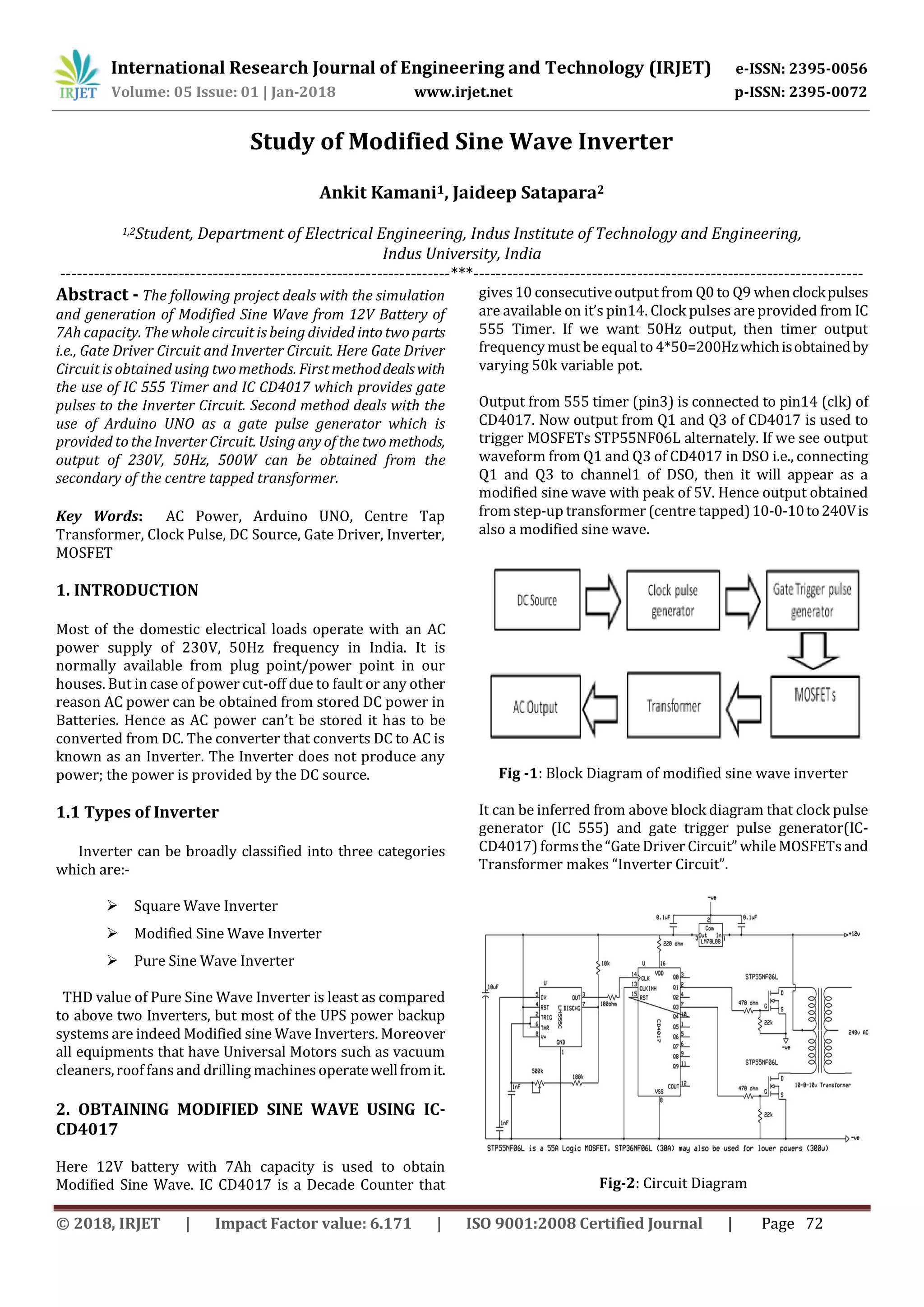 Study of Modified Sine Wave Inverter | PDF