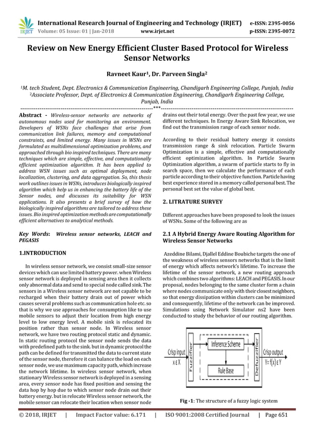 IRJET-Review on New Energy Efficient Cluster Based Protocol for Wireless Sensor Networks | PDF ...