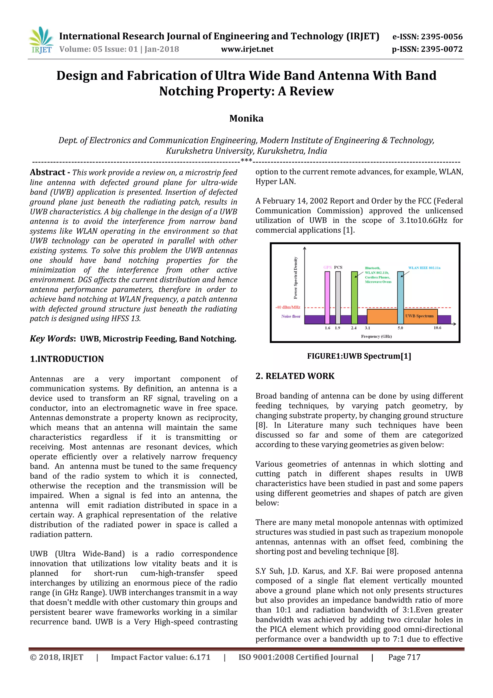 IRJET-Design and Fabrication of Ultra Wide Band Antenna with Band ...