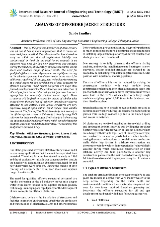 IRJET-Analysis of Offshore Jacket Structure | PDF | Construction ...