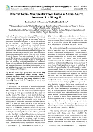 IRJET- Different Control Strategies for Power Control of Voltage Source Converters in a ...