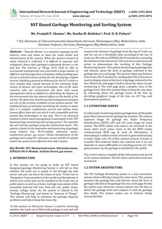 IRJET-IOT Based Garbage Monitoring and Sorting System | PDF