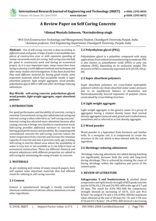 IRJET-A Review Paper on Self Curing Concrete | PDF | Civil Engineering Industry | Industries