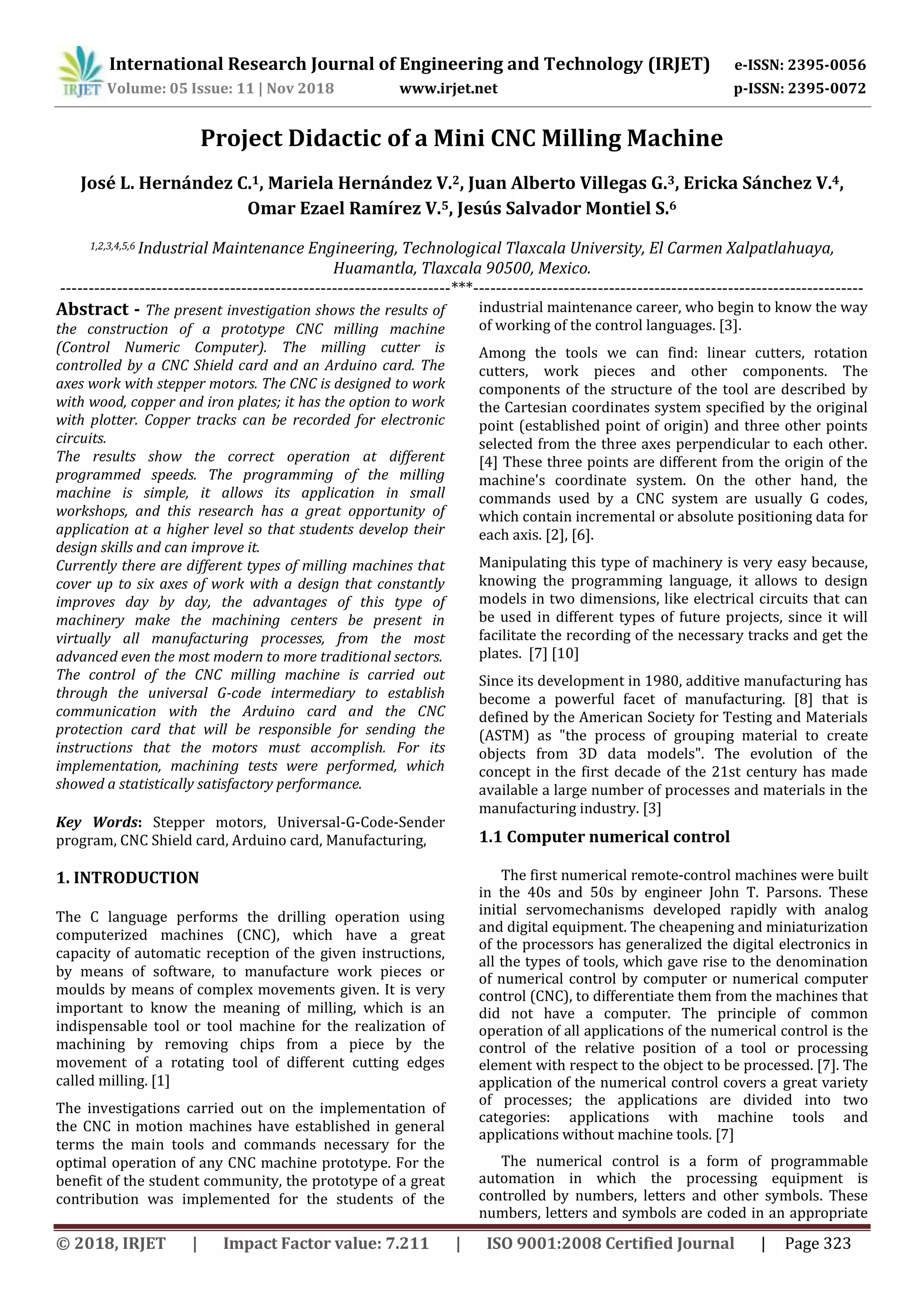 IRJET- Project Didactic of a Mini CNC Milling Machine | PDF