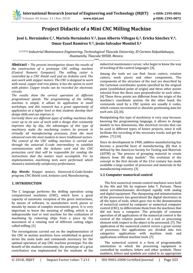 IRJET- Project Didactic of a Mini CNC Milling Machine | PDF