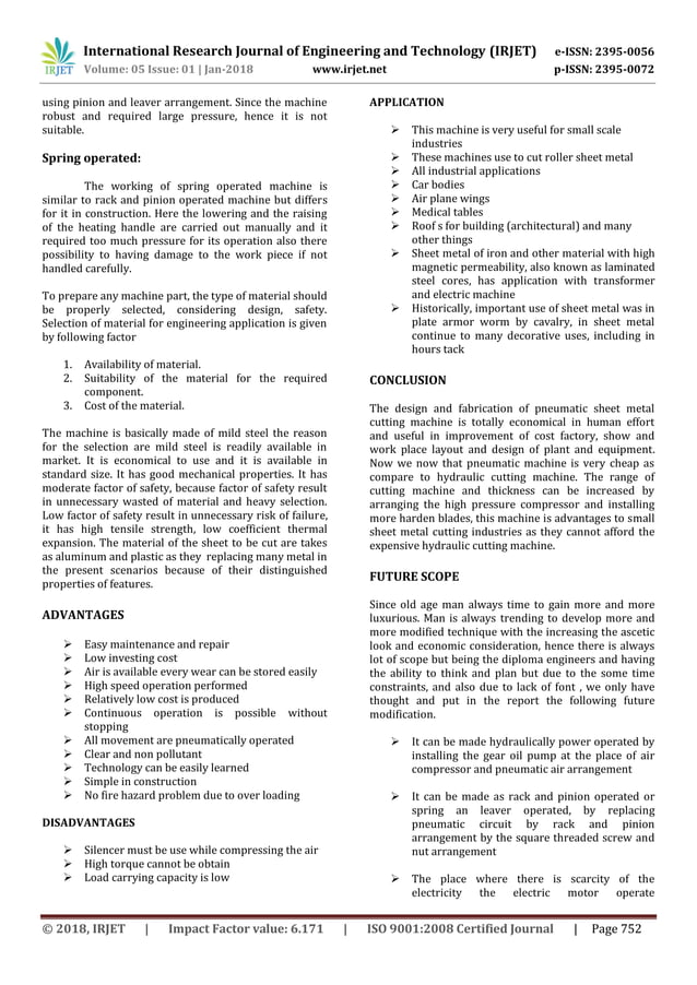 irjet-Design and Fabrication of Pneumatic Sheet Metal Cutting Machine-A ...