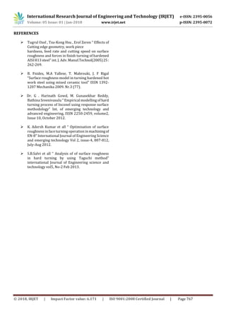 IRJET-Analysis and Optimization of Cutting Parameters in Turning using Tic -Coated Carbide ...