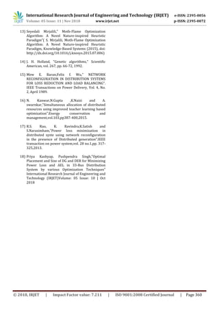 IRJET- Optimal Placement and Size of DG and DER for Minimizing Power Loss and AEL in 69-Bus ...