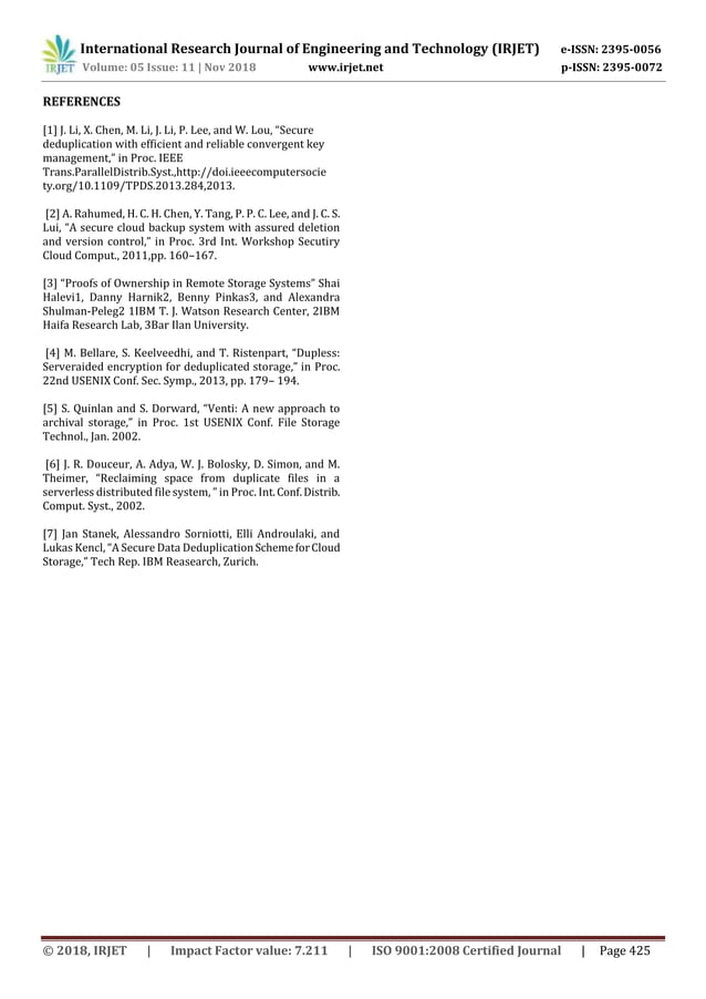 IRJET- Secure Data Deduplication for Cloud Server using HMAC Algorithm | PDF | Cloud Computing ...