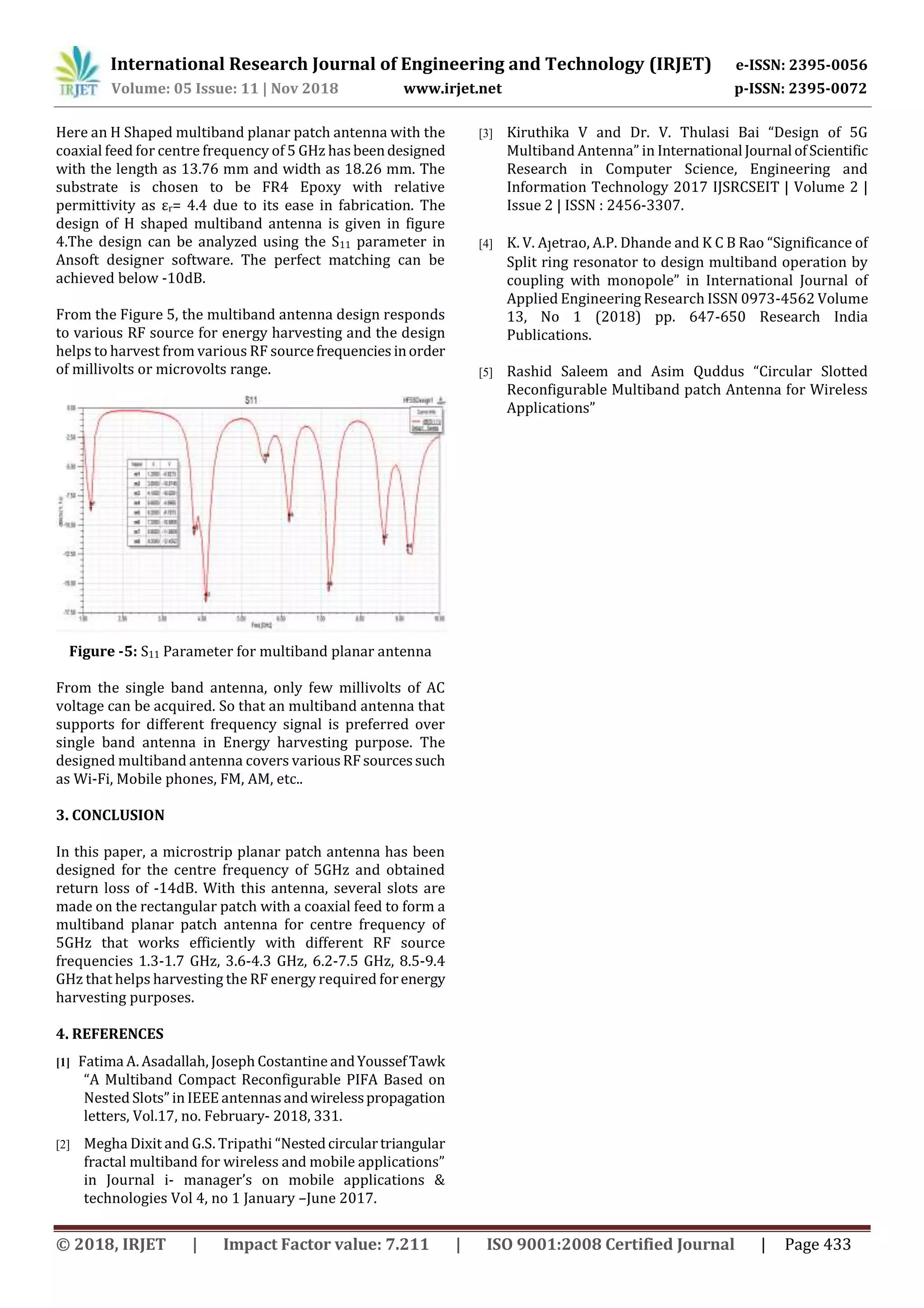 IRJET- Design of Multiband Antenna for RF Energy Harvesting Circuits | PDF | Technology & Computing
