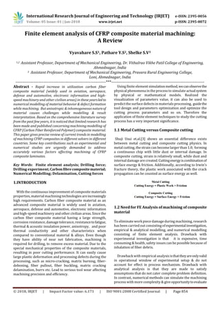 IRJET-Finite Element Analysis of CFRP Composite Material Machining: A Review | PDF