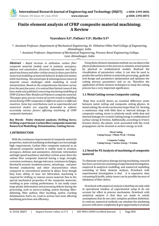 IRJET-Finite Element Analysis of CFRP Composite Material Machining: A Review | PDF