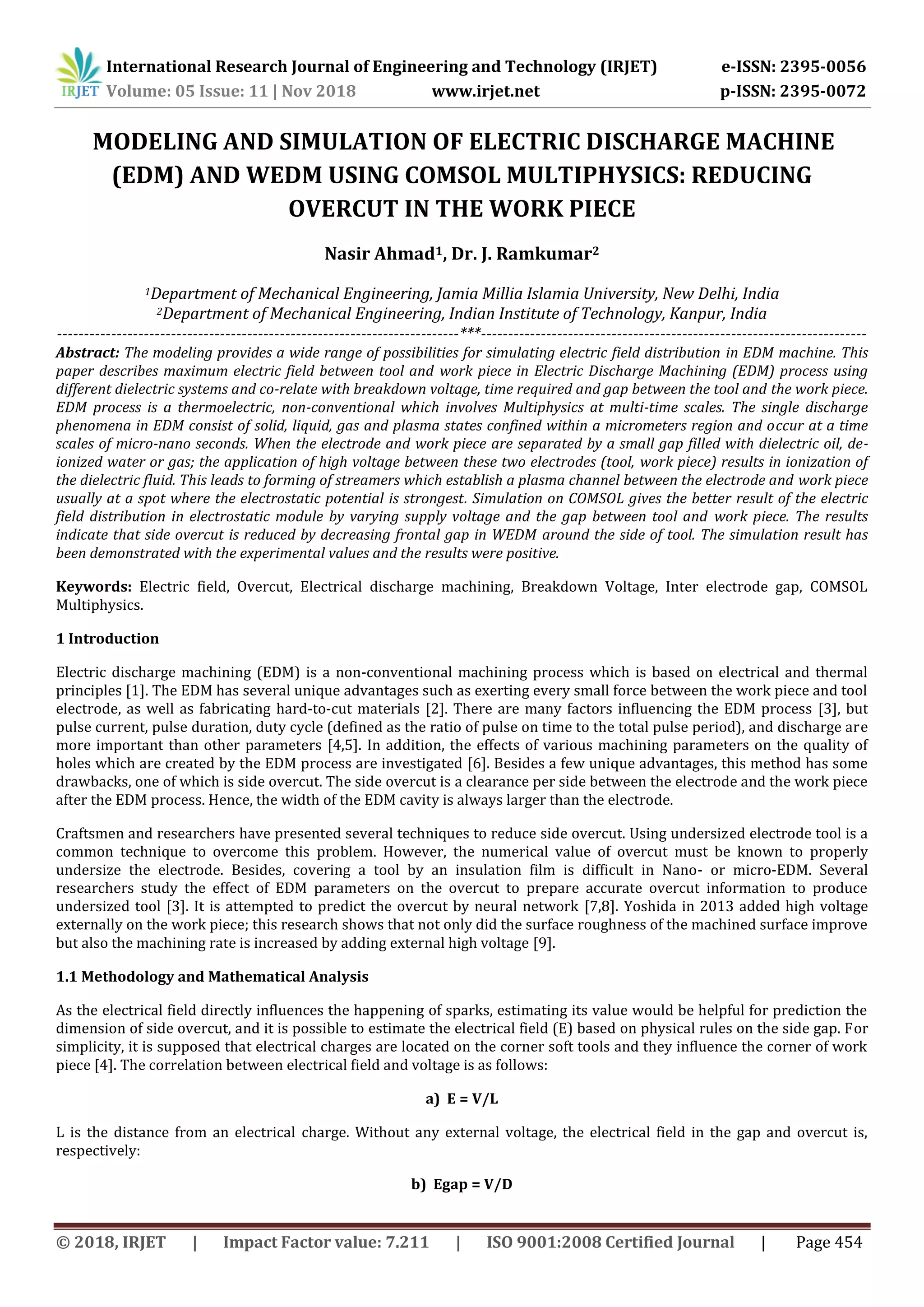 IRJET- Modeling and Simulation of Electric Discharge Machine (EDM) and ...