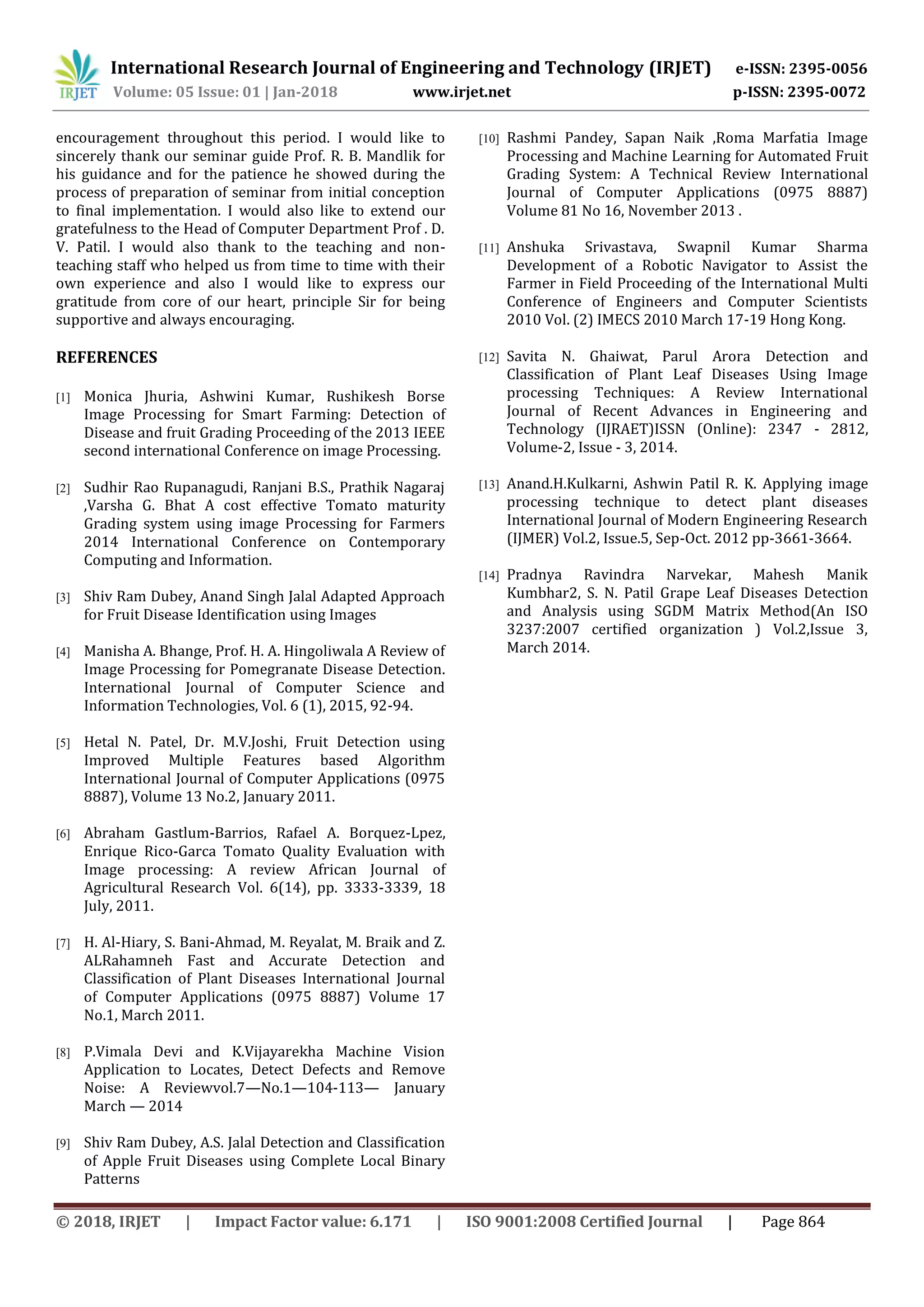 IRJET-Android Based Plant Disease Identification System using Feature Extraction Technique | PDF