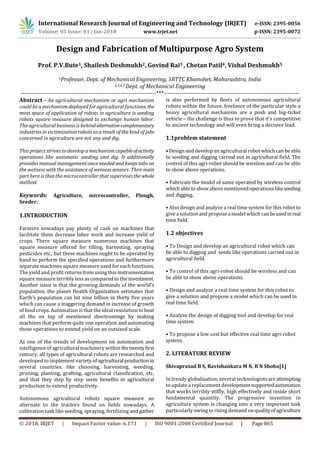 IRJET-Design and Fabrication of Multipurpose Agro System | PDF