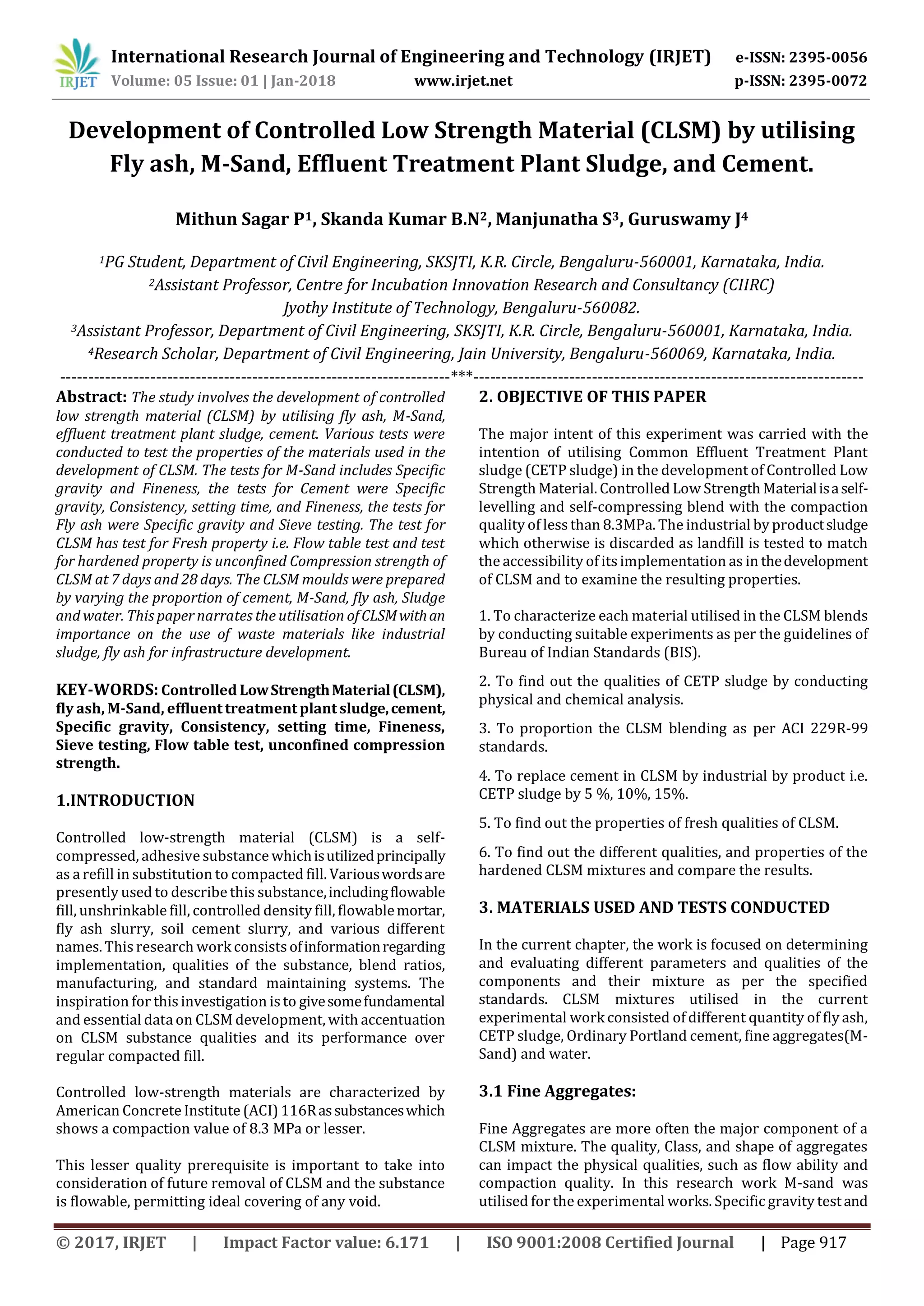 IRJET-Development of Controlled Low Strength Material (CLSM) by ...