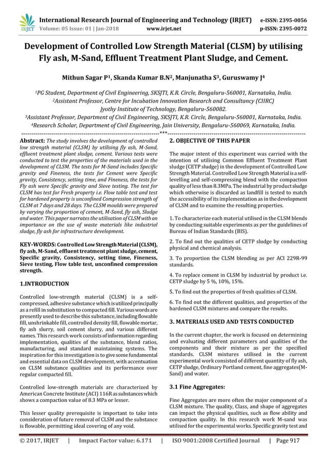 IRJET-Development of Controlled Low Strength Material (CLSM) by ...