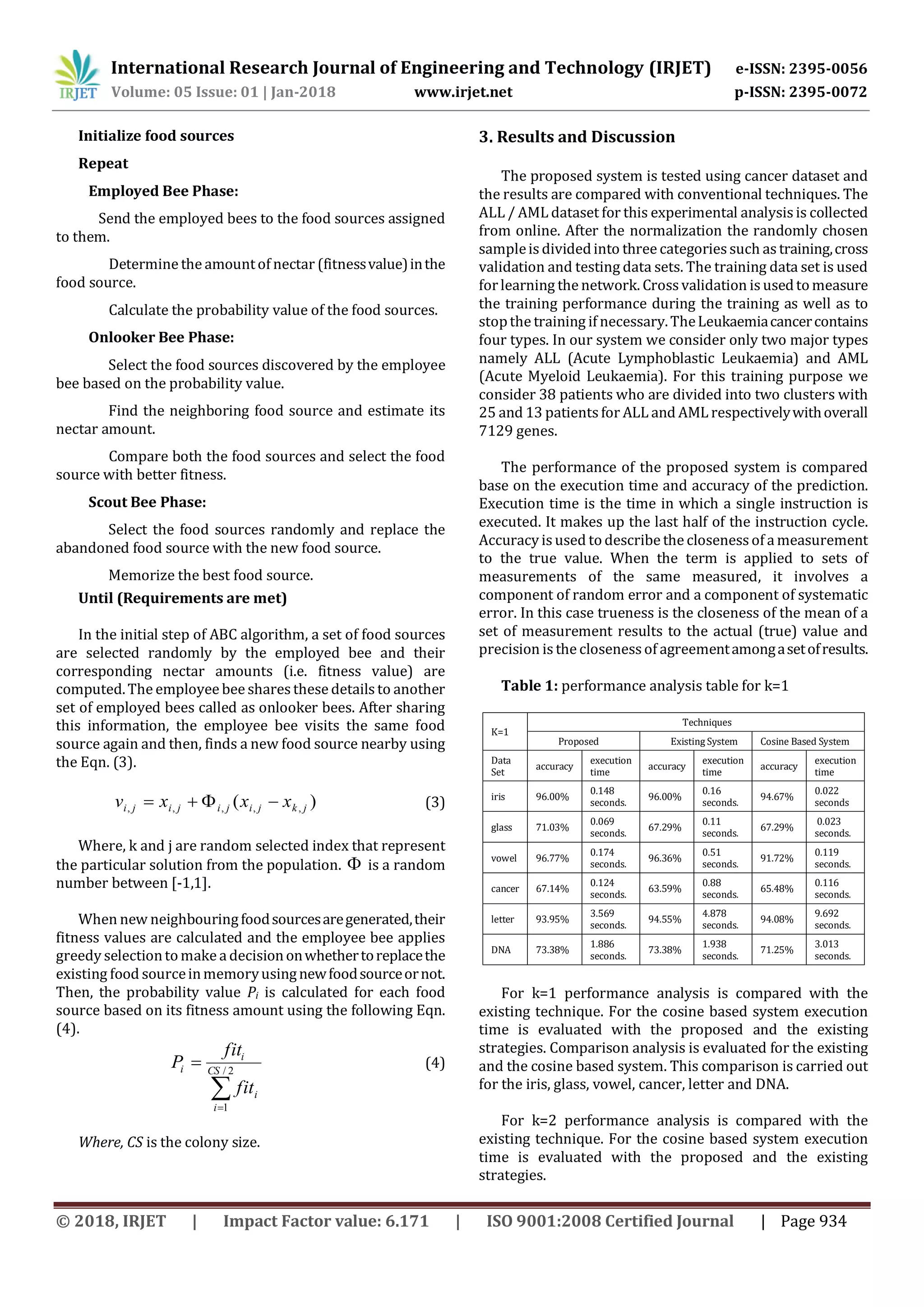 IRJET-Performance Enhancement in Machine Learning System using Hybrid Bee Colony based Neural ...