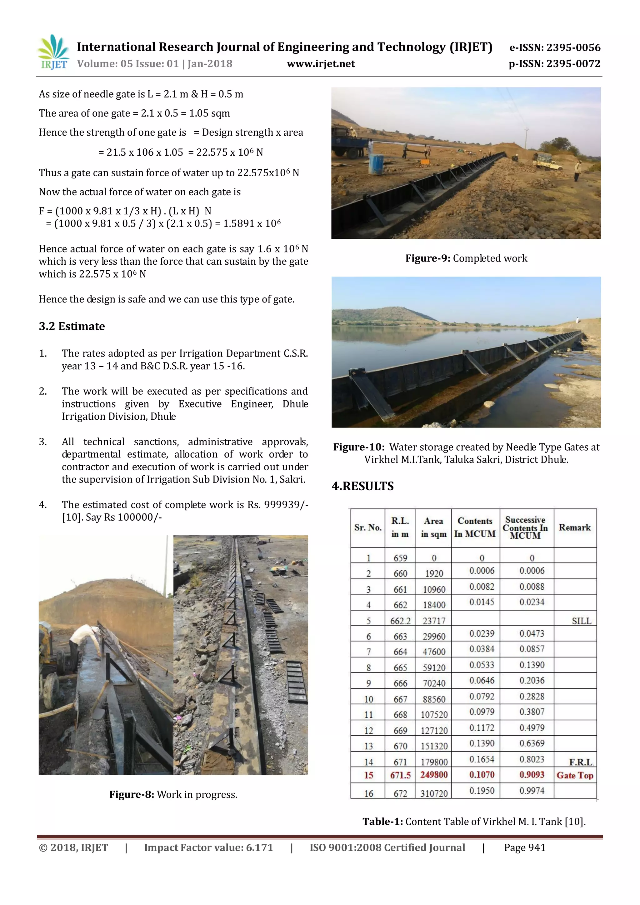 IRJET-Needle Type Gates to be Fixed on Waste Weir of Dam | PDF