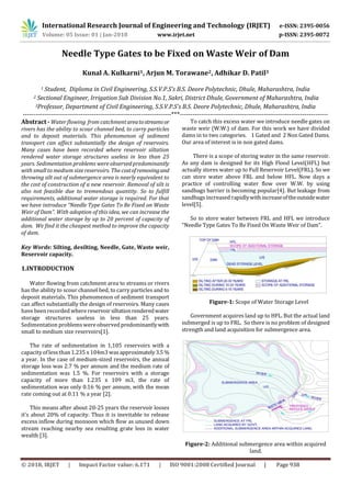 IRJET-Needle Type Gates to be Fixed on Waste Weir of Dam | PDF