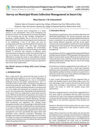 IRJET-Survey on Municipal Waste Collection Management in Smart City | PDF