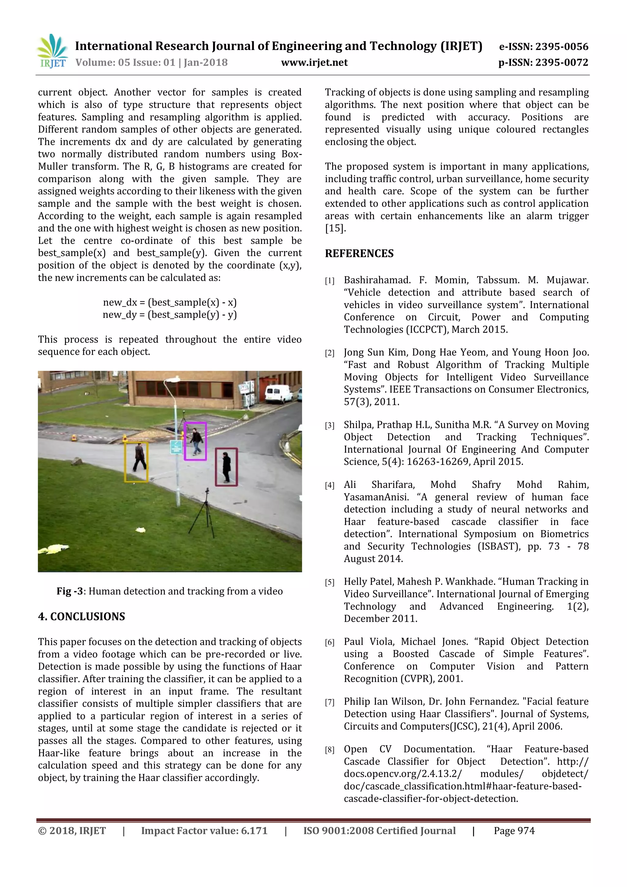 IRJET-Haar Classifier based Identification and Tracking of Moving Objects from a Video Sequence ...