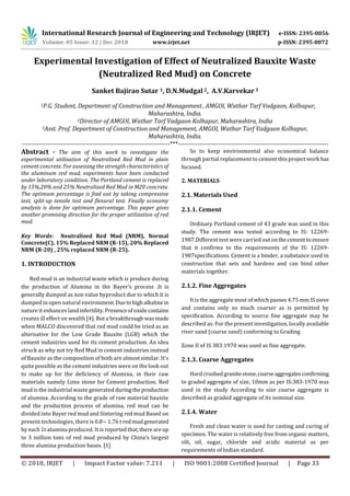 IRJET- Experimental Investigation of Effect of Neutralized Bauxite ...