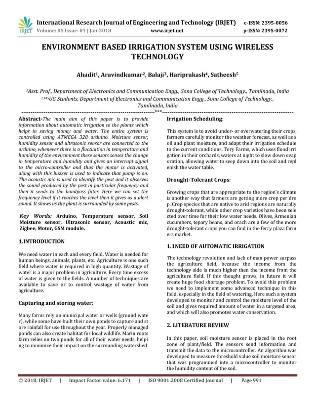 IRJET-Environment based Irrigation System using Wireless Technology | PDF