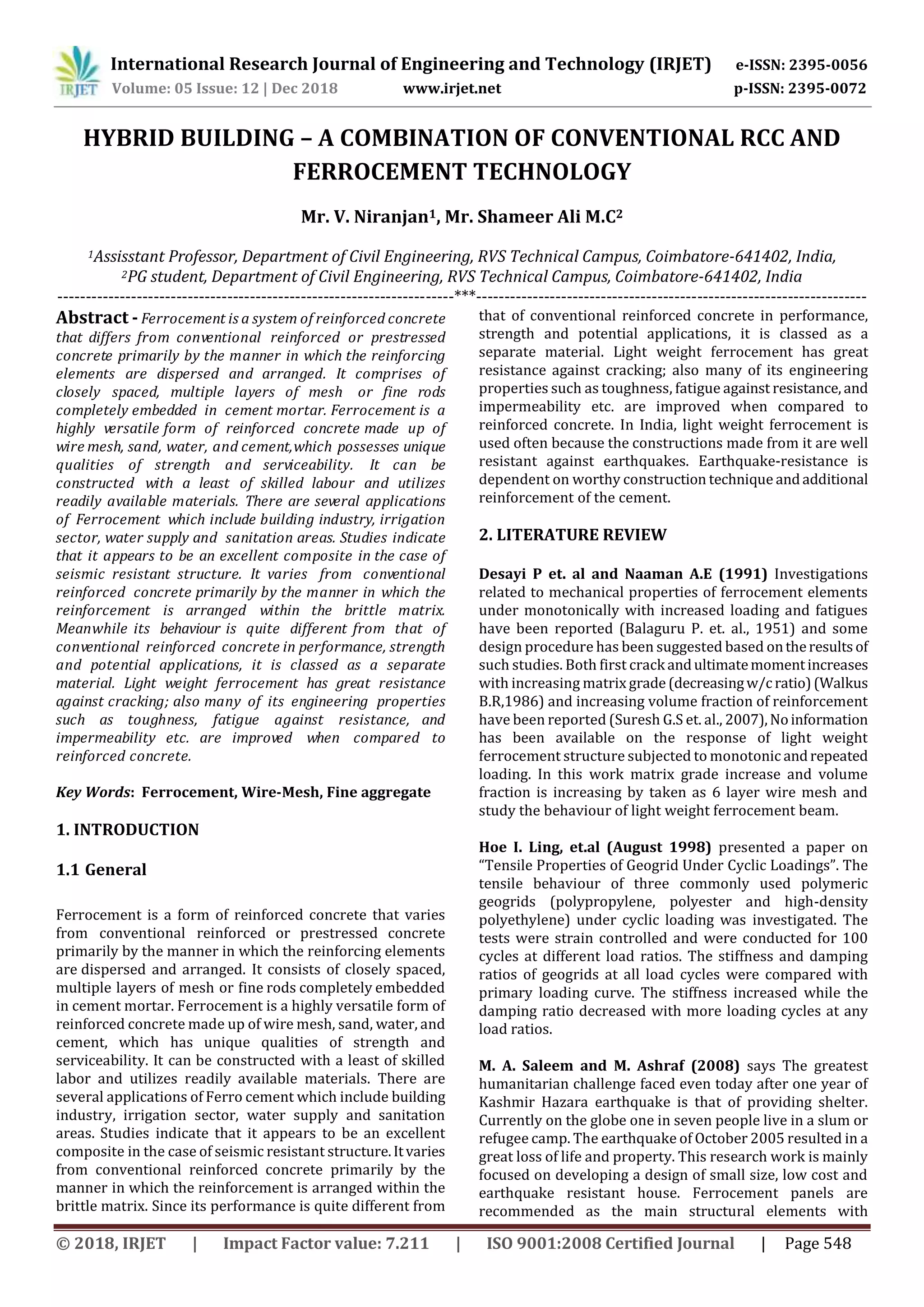 IRJET- Hybrid Building – A Combination of Conventional RCC and ...